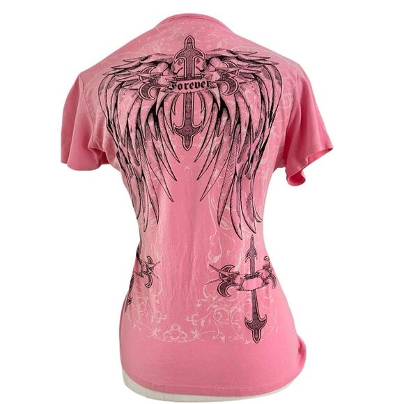 Affliction | Tops | Y2k Cotton Baby Pink Affliction Styled Mcbling ...